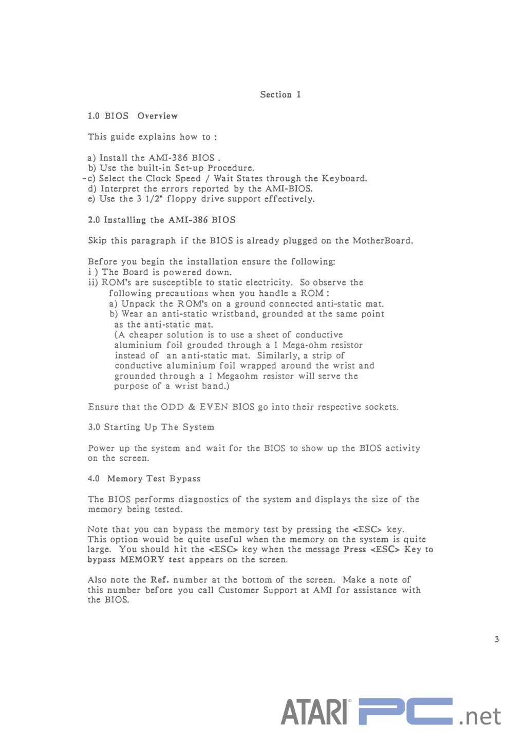 Atari PC5 (AMI-386 BIOS PLUS) User Manual – Atari PC | IBM PC ...